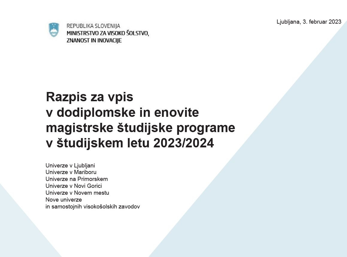 Razpisi za vpis v visokošolske in višješolske študijske programe ...